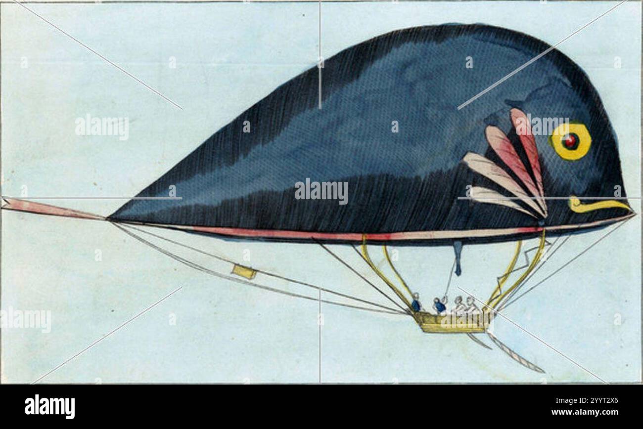 Dolphin airship by Jean Samuel Pauly and Durs Egg (c.1835 print ...