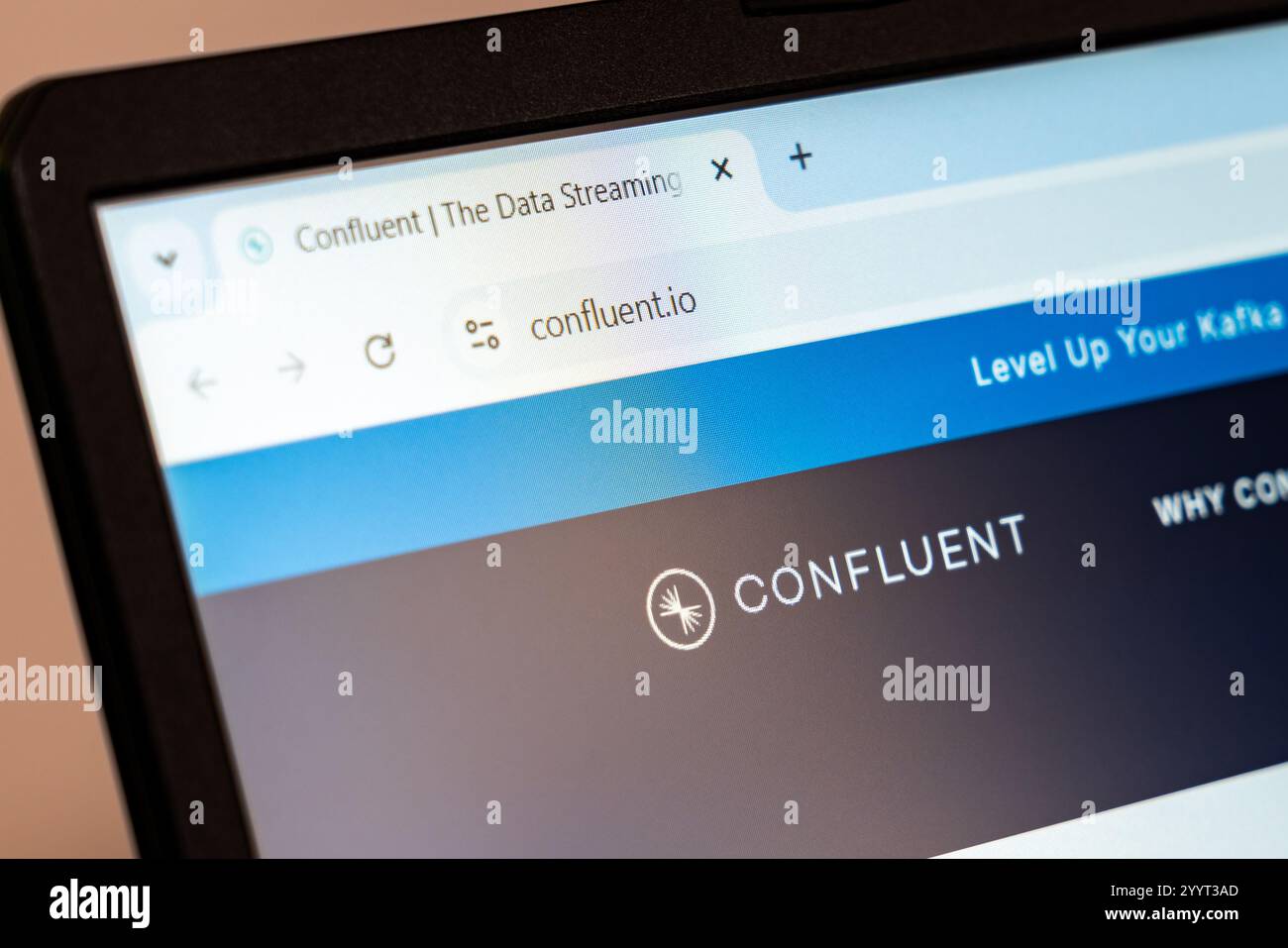 New York, USA - December 21, 2024: Confluent website homepage displayed on laptop screen with ...