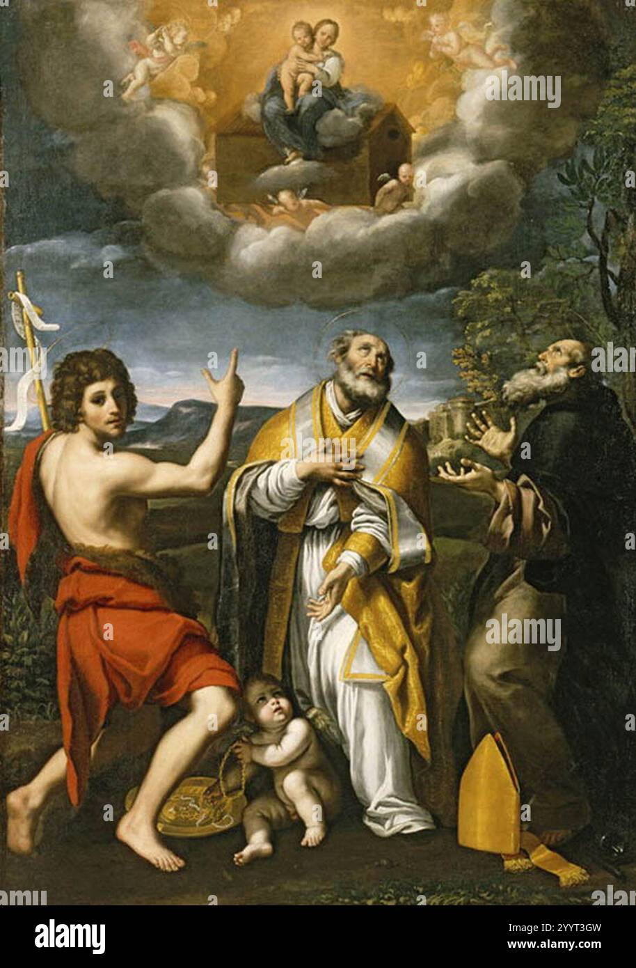 Domenichino The Madonna Of Loreto Appearing To St John The Baptist