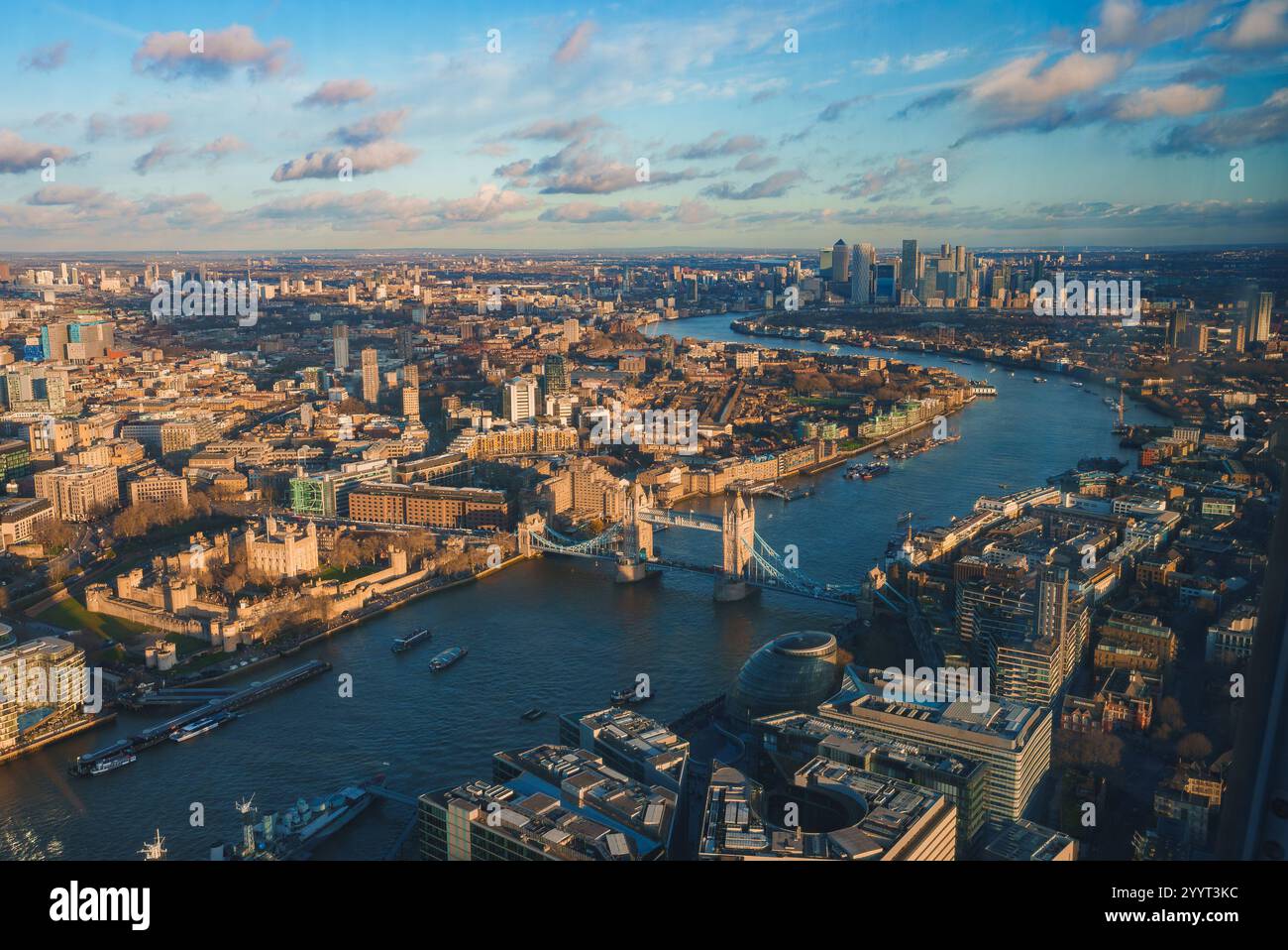 Aerial View of Tower Bridge and River Thames in London at Christmas ...