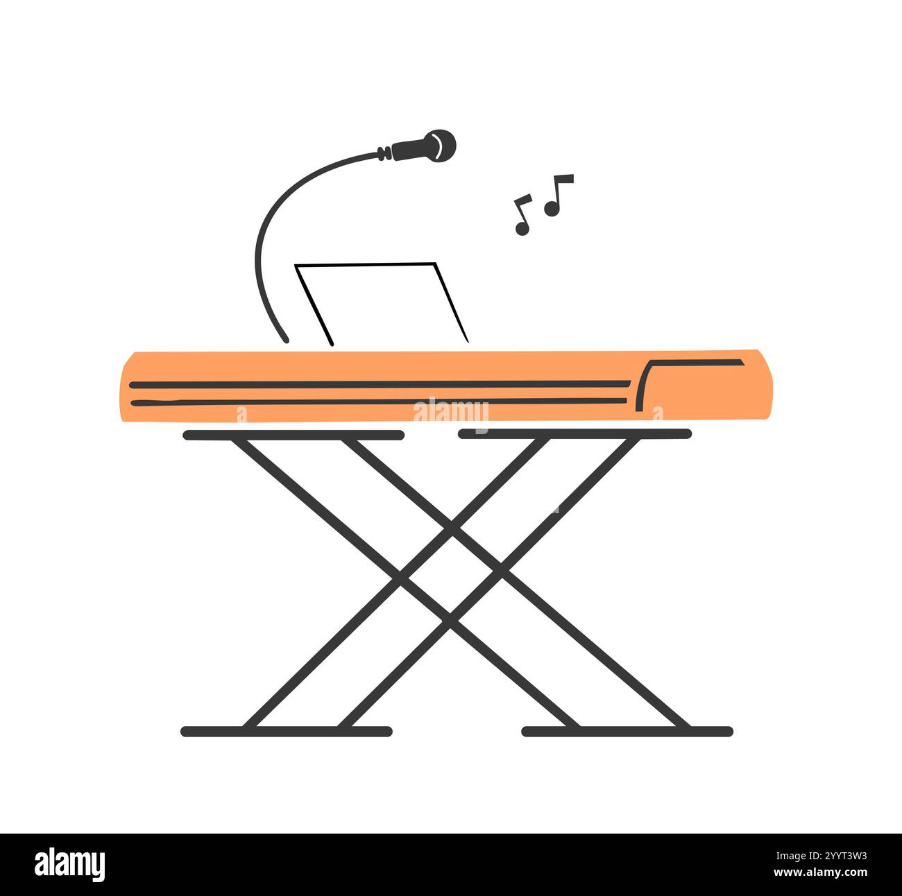 Piano synthesizer with vocal microphone. Musical instrument. music ...