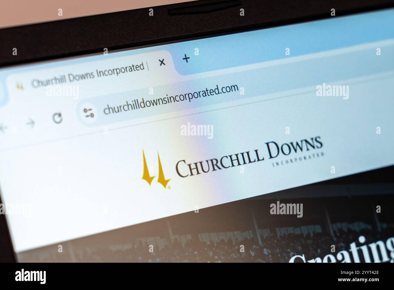 New York, USA - December 21, 2024: Churchill Downs Incorporated website homepage displayed on ...