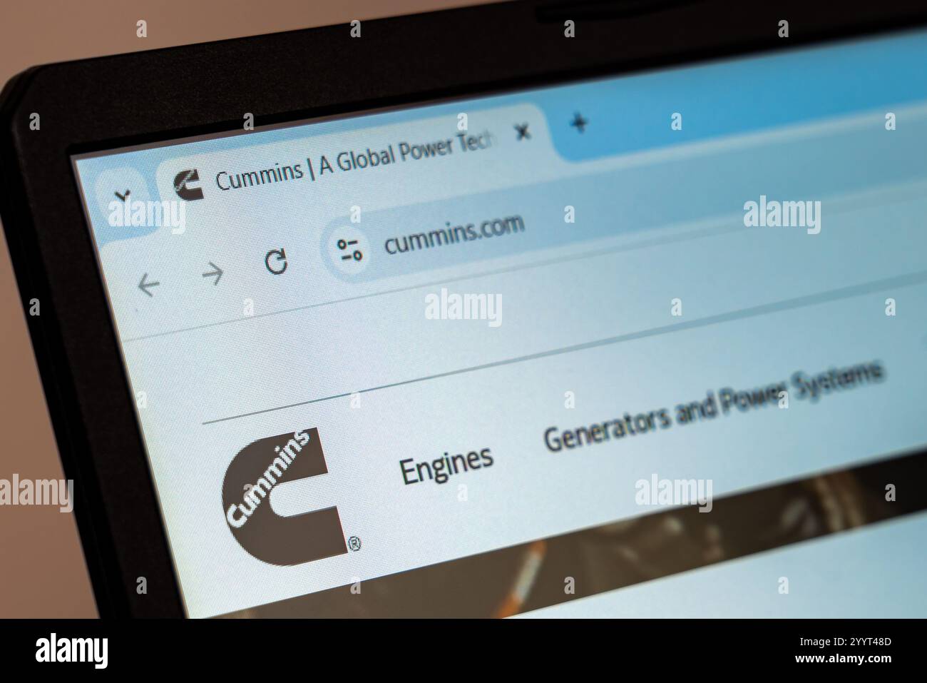 New York, USA - December 21, 2024: Cummins website homepage displayed ...