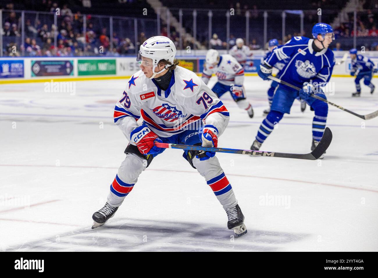 Rochester, New York, USA. 18th Dec, 2024. Rochester Americans forward ...