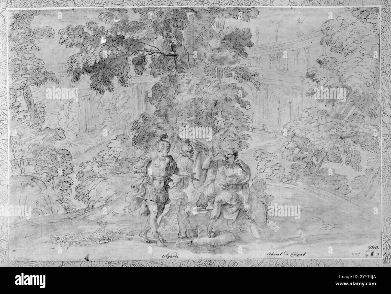 Domenico Maria Canuti - Landscape with Rinaldo implored by two soldiers ...