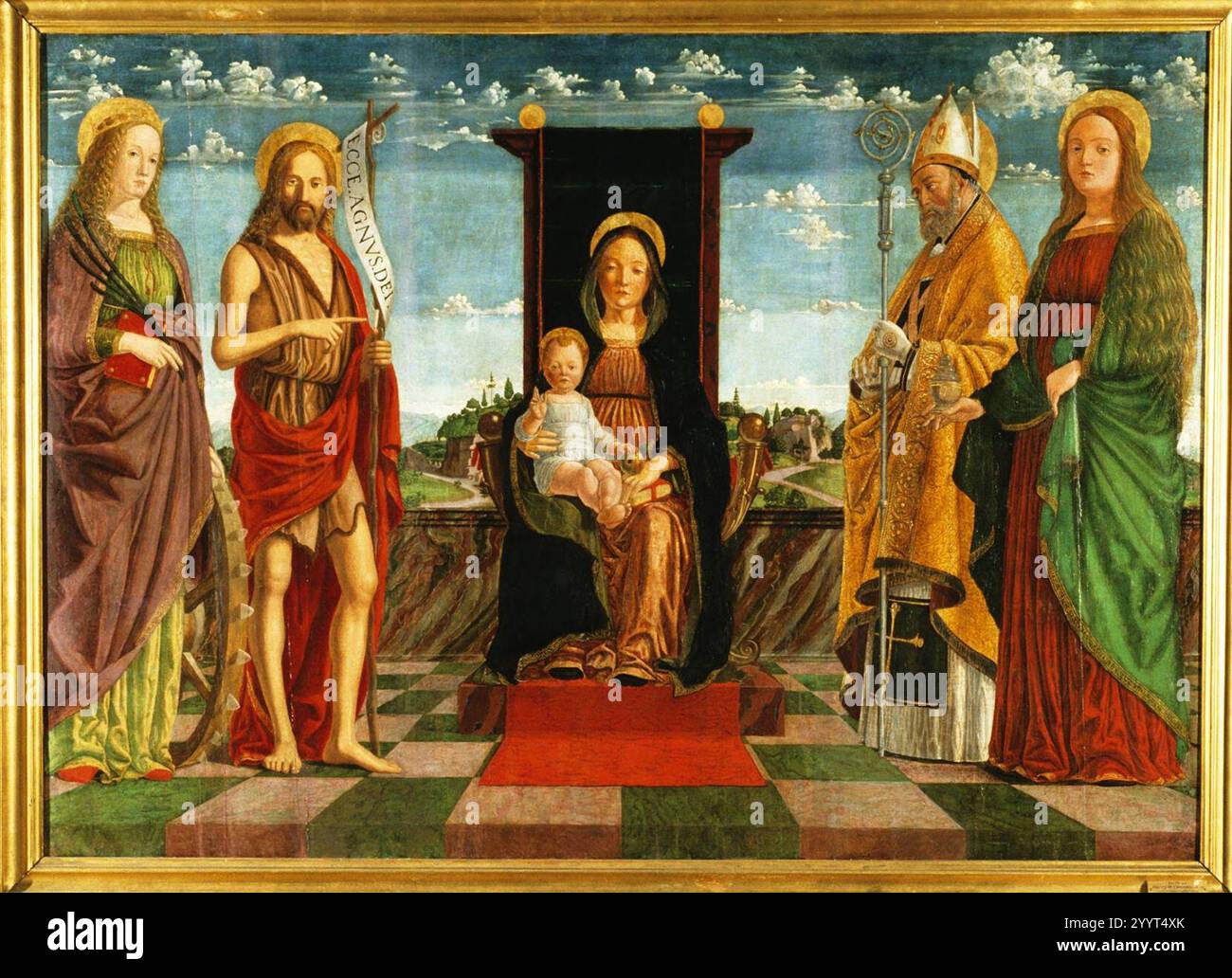 Domenico Morone - Virgin and Child Enthroned with Four Attendant Saints Stock Photo - Alamy