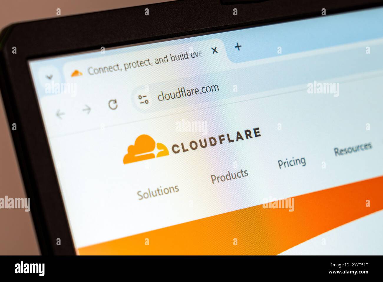 New York, USA - December 21, 2024: Cloudflare website homepage displayed on laptop screen with ...
