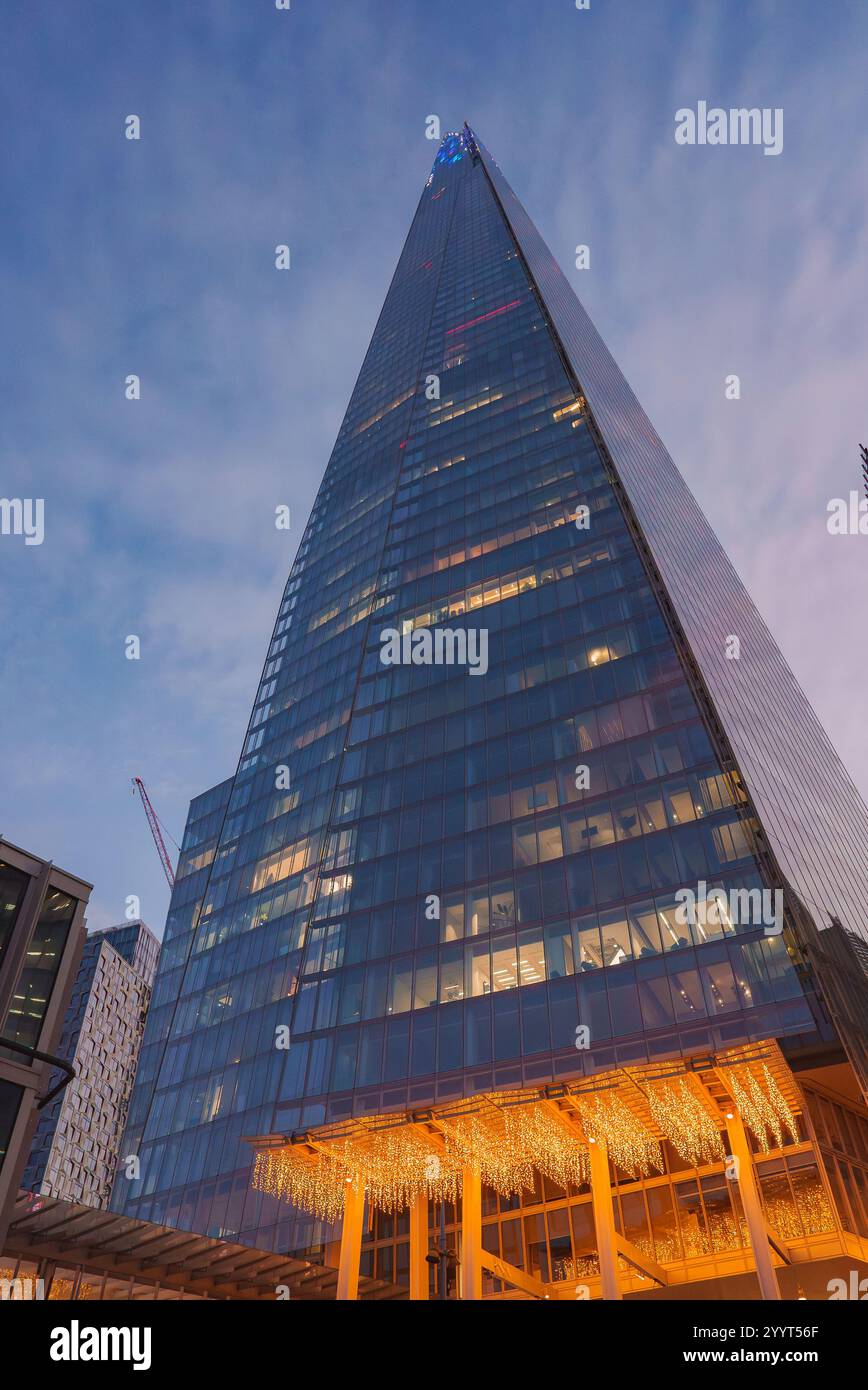 The Shard in London with Festive Christmas Lights at Dusk Stock Photo ...