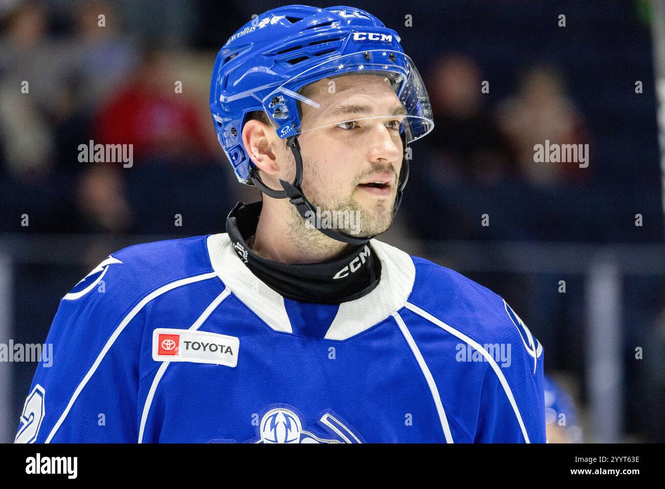 Rochester, New York, USA. 18th Dec, 2024. Syracuse Crunch forward Logan ...