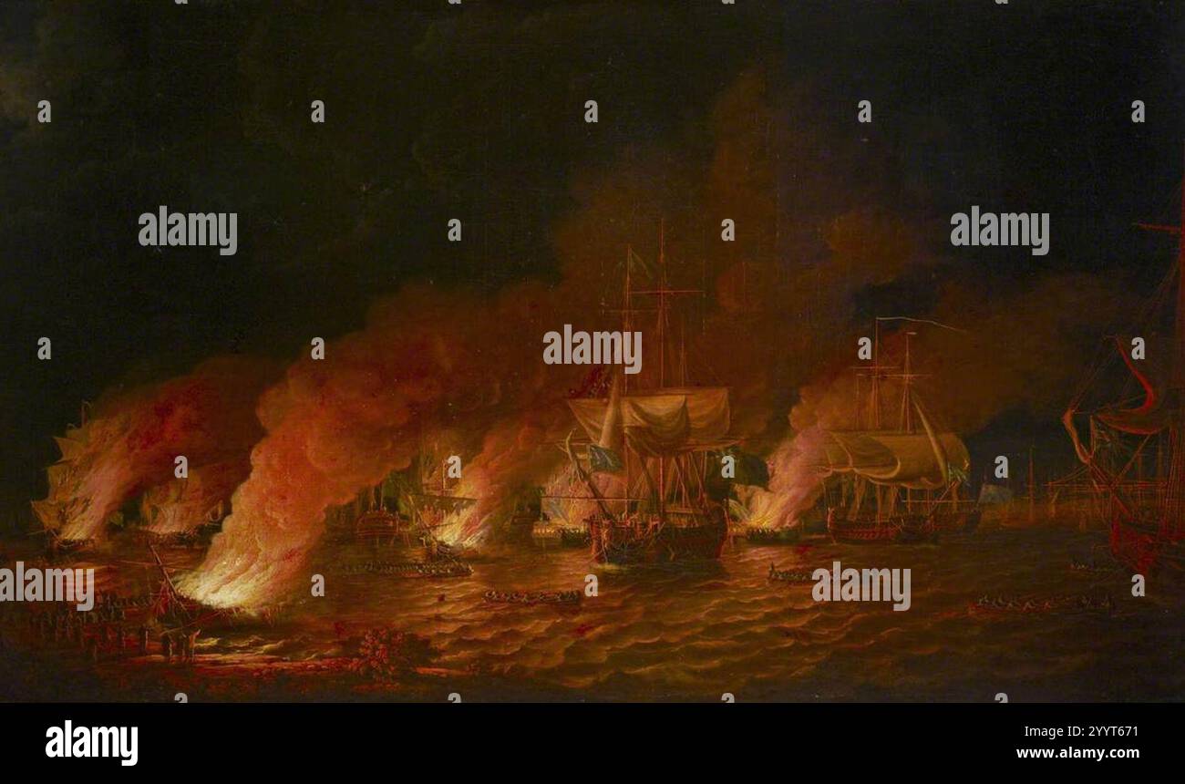 Dominic Serres (1722-1793) - French Fire Ships Attacking the English ...