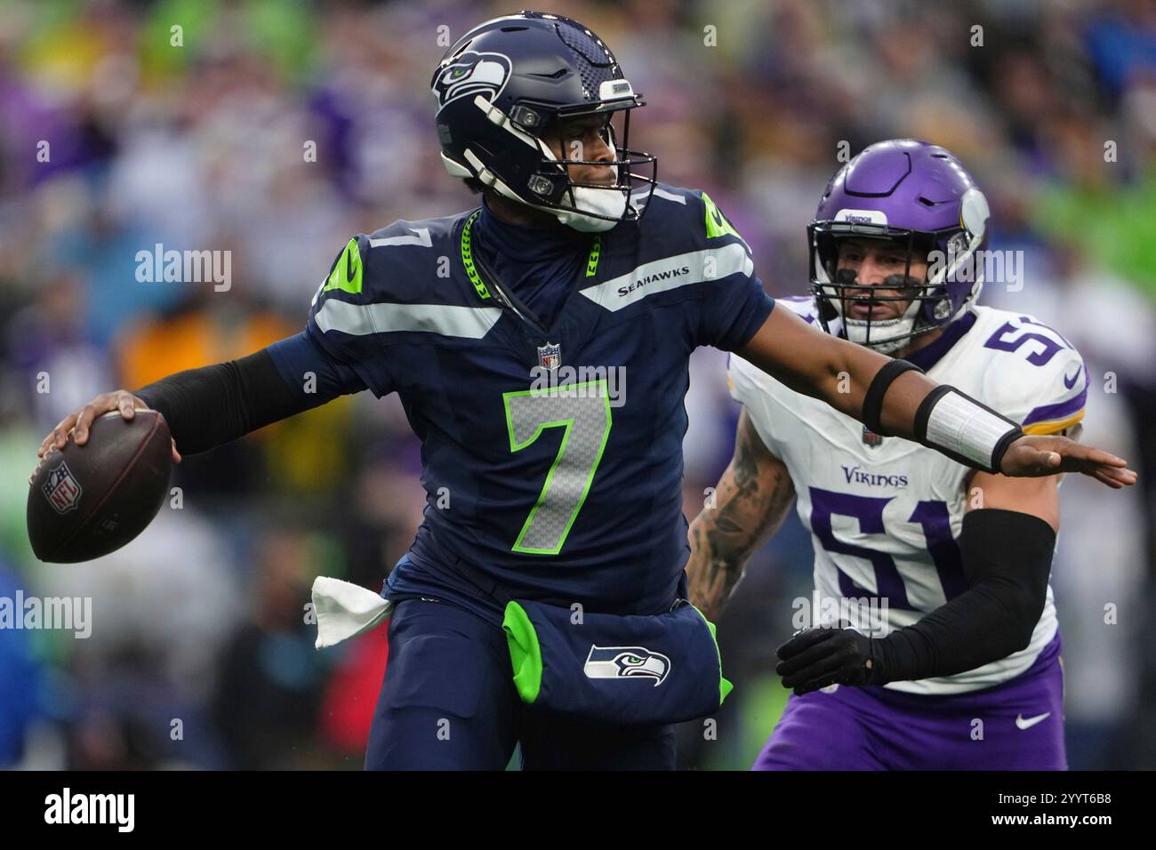 Seattle Seahawks quarterback Geno Smith (7) looks to pass while ...