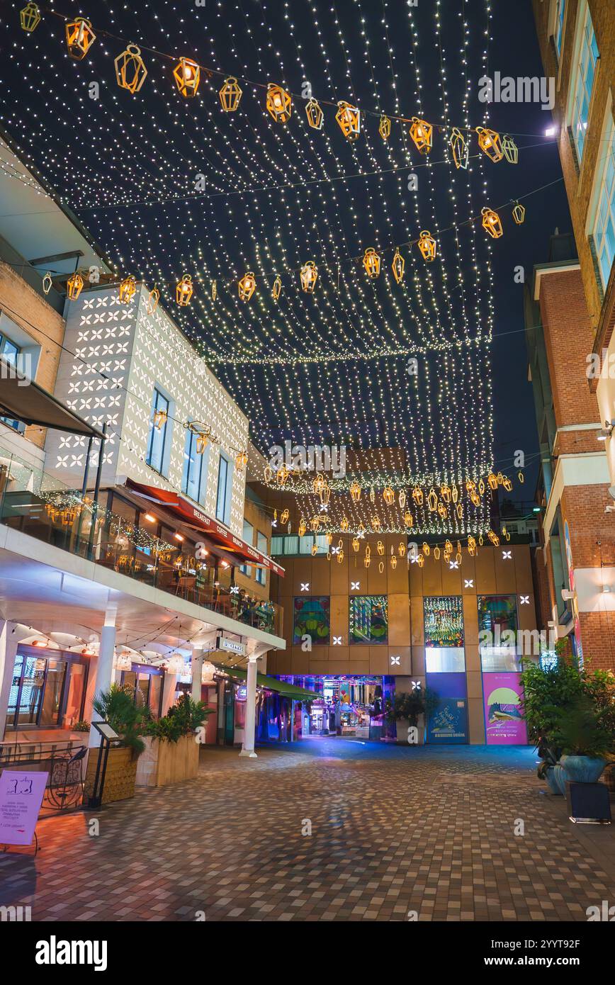 Festive Street Scene with Twinkling Lights in London at Christmas Stock ...