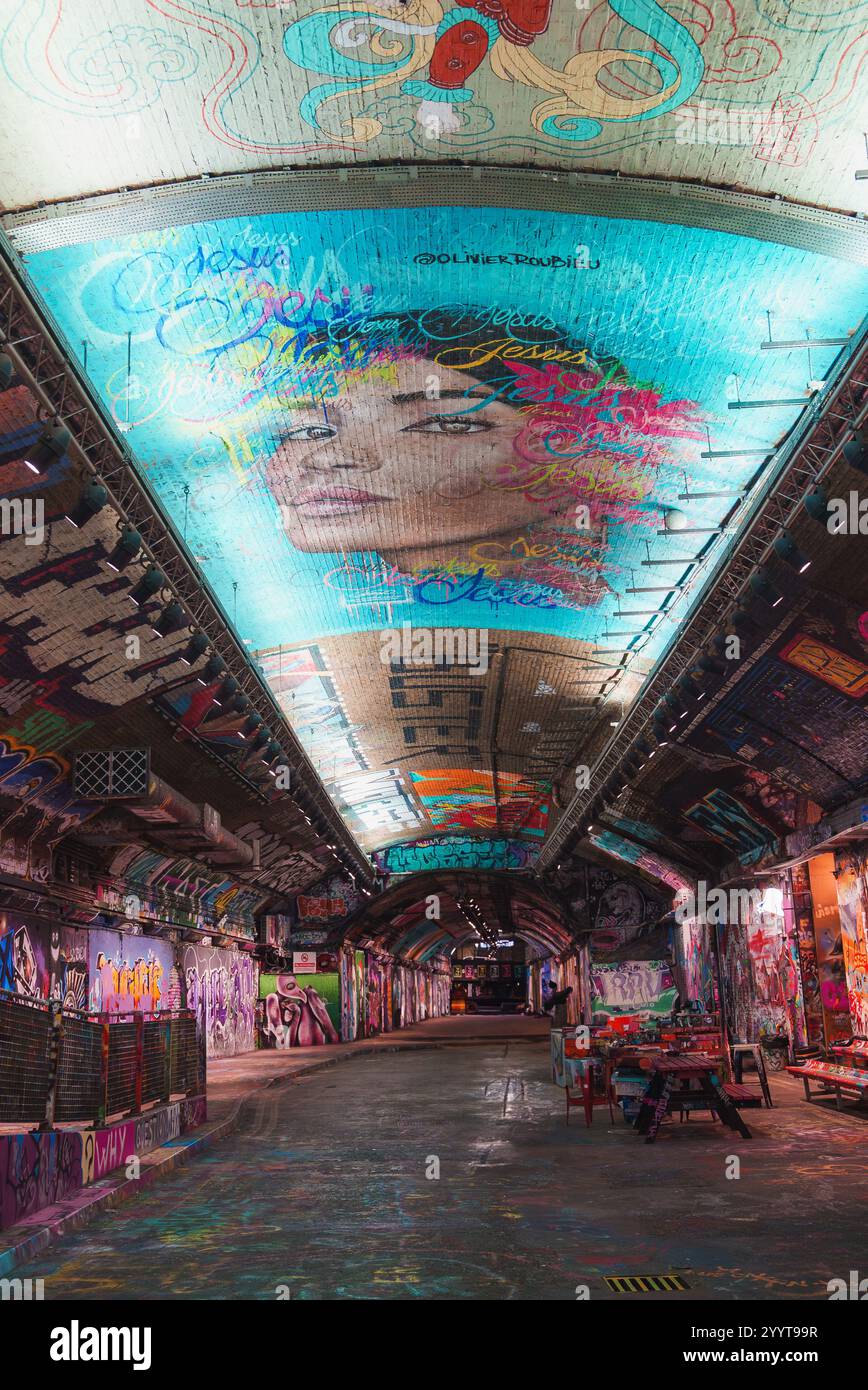 Leake Street Arches in London with Colorful Street Art Murals Stock ...