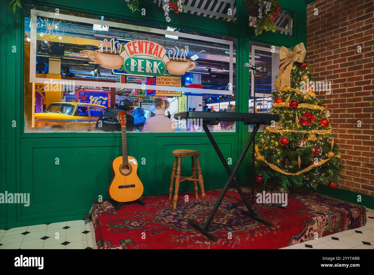 Recreation of Central Perk Cafe with Festive Decor in London Stock ...