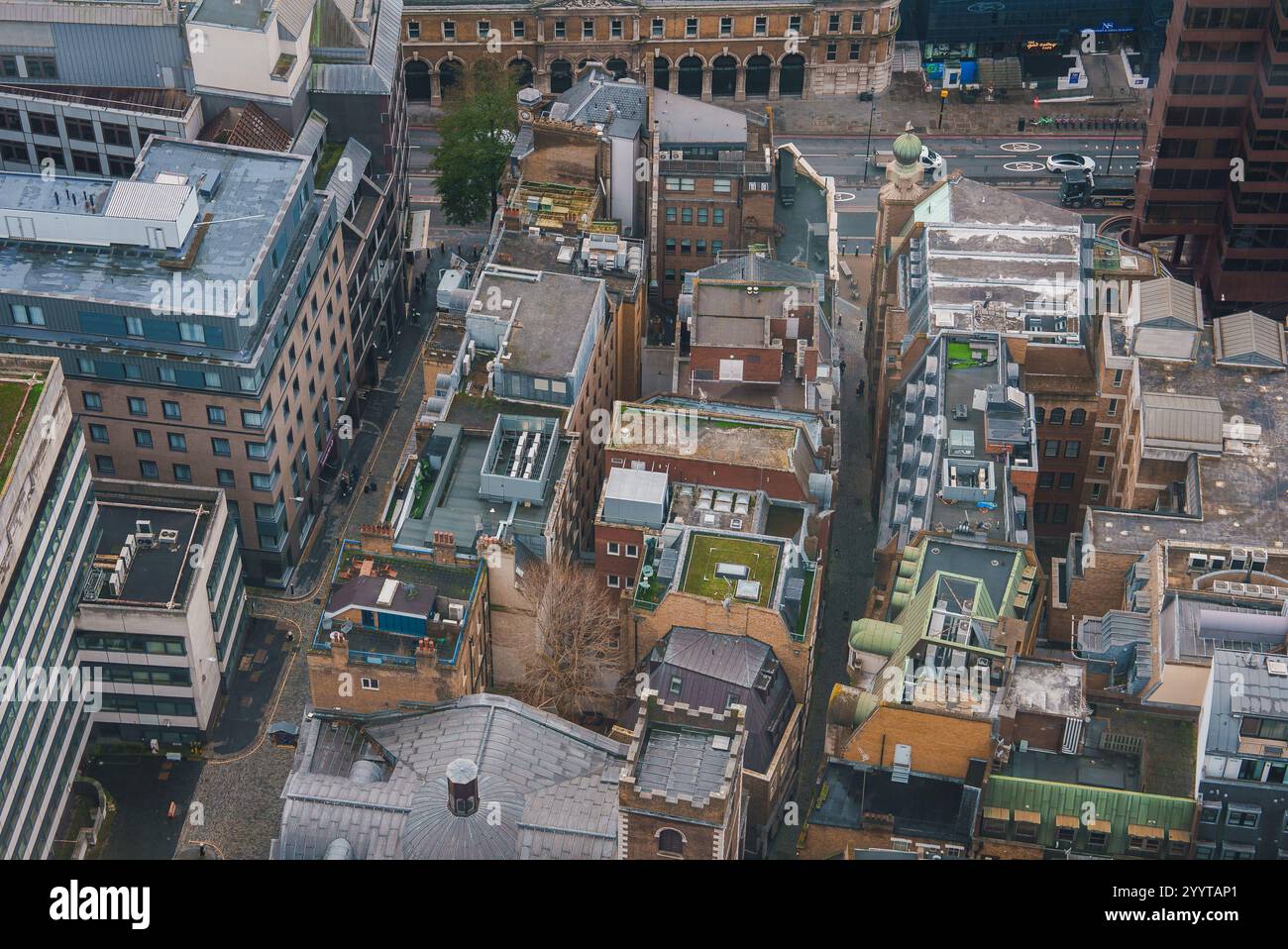 Aerial perspective of London's cityscape, featuring modern and historic ...