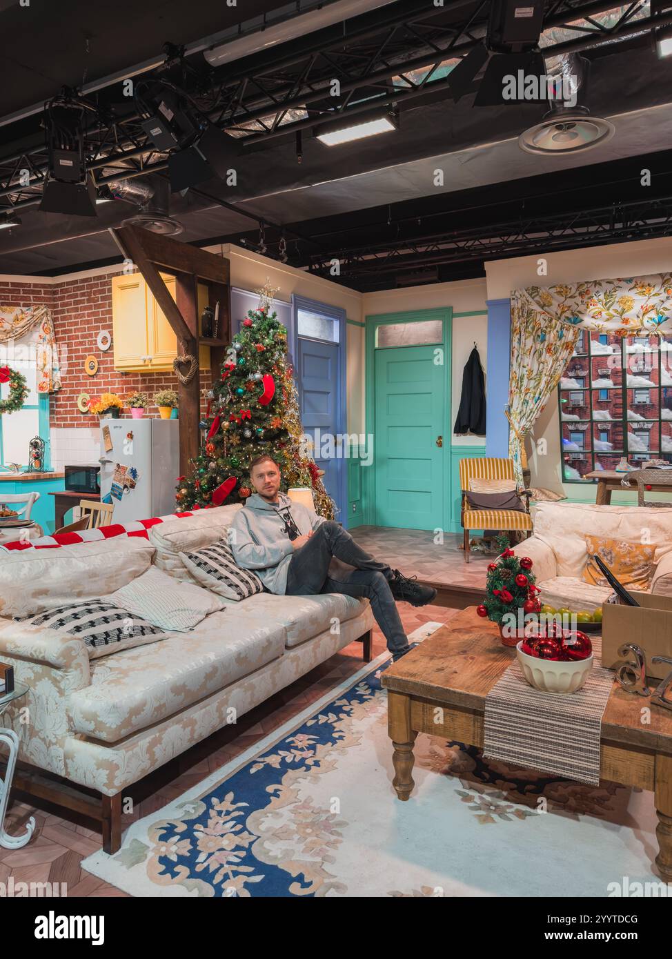 Replica of Friends Living Room Set Decorated for Holidays in London ...
