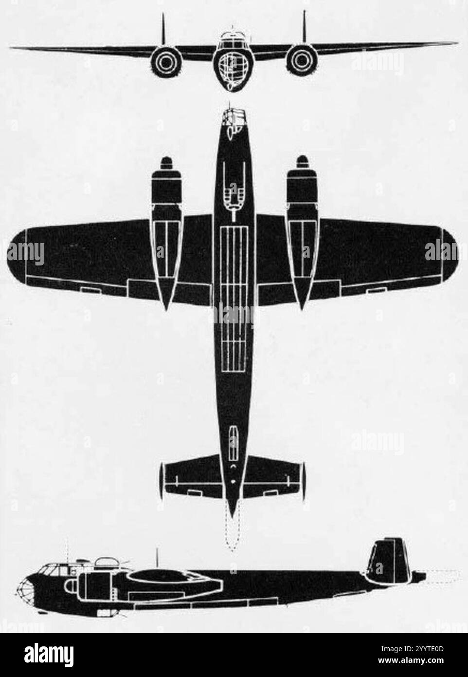 Dornier Do 217E 3-view silhouette Stock Photo - Alamy