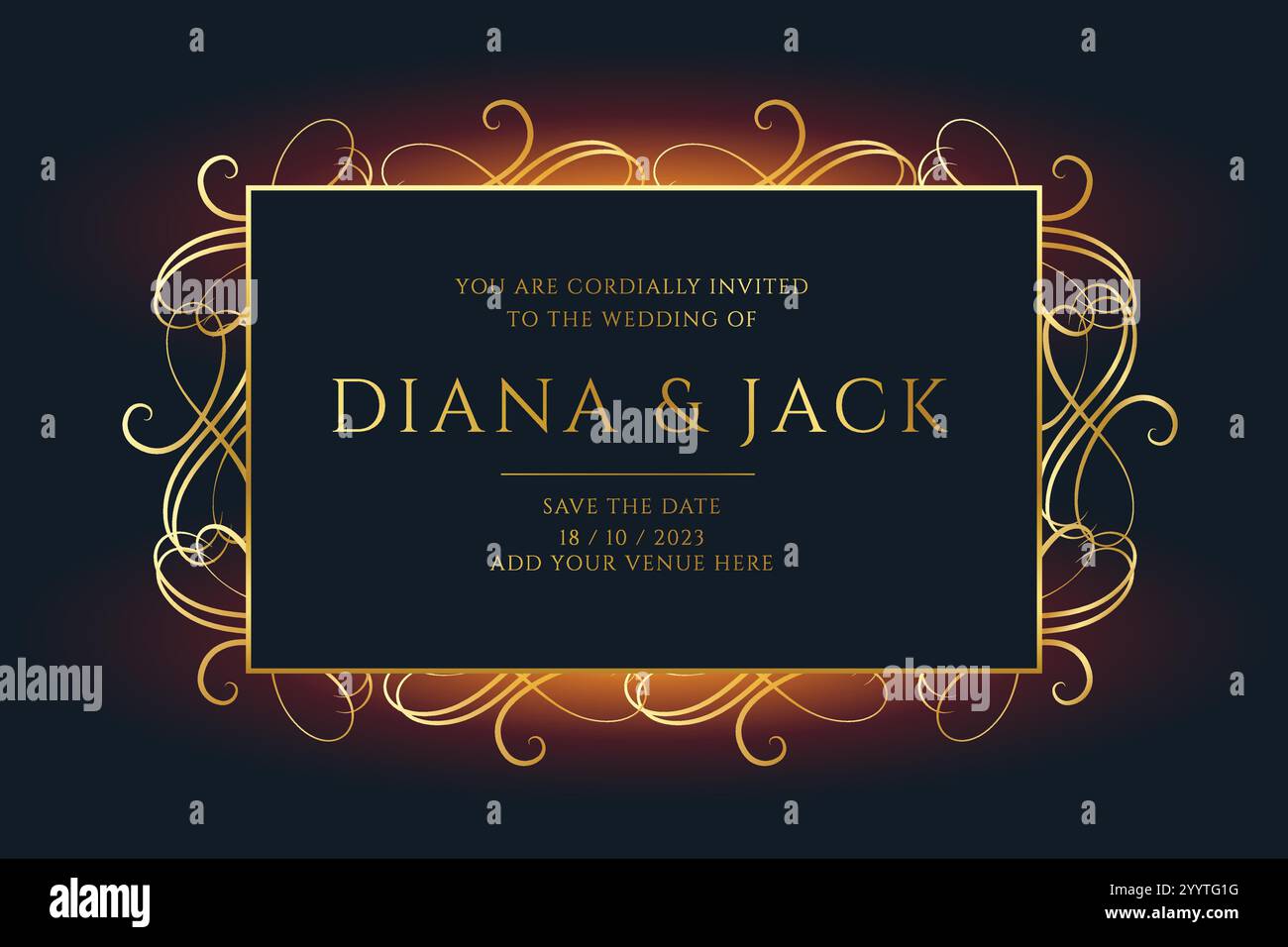 Golden wedding invitation hi-res stock photography and images - Alamy