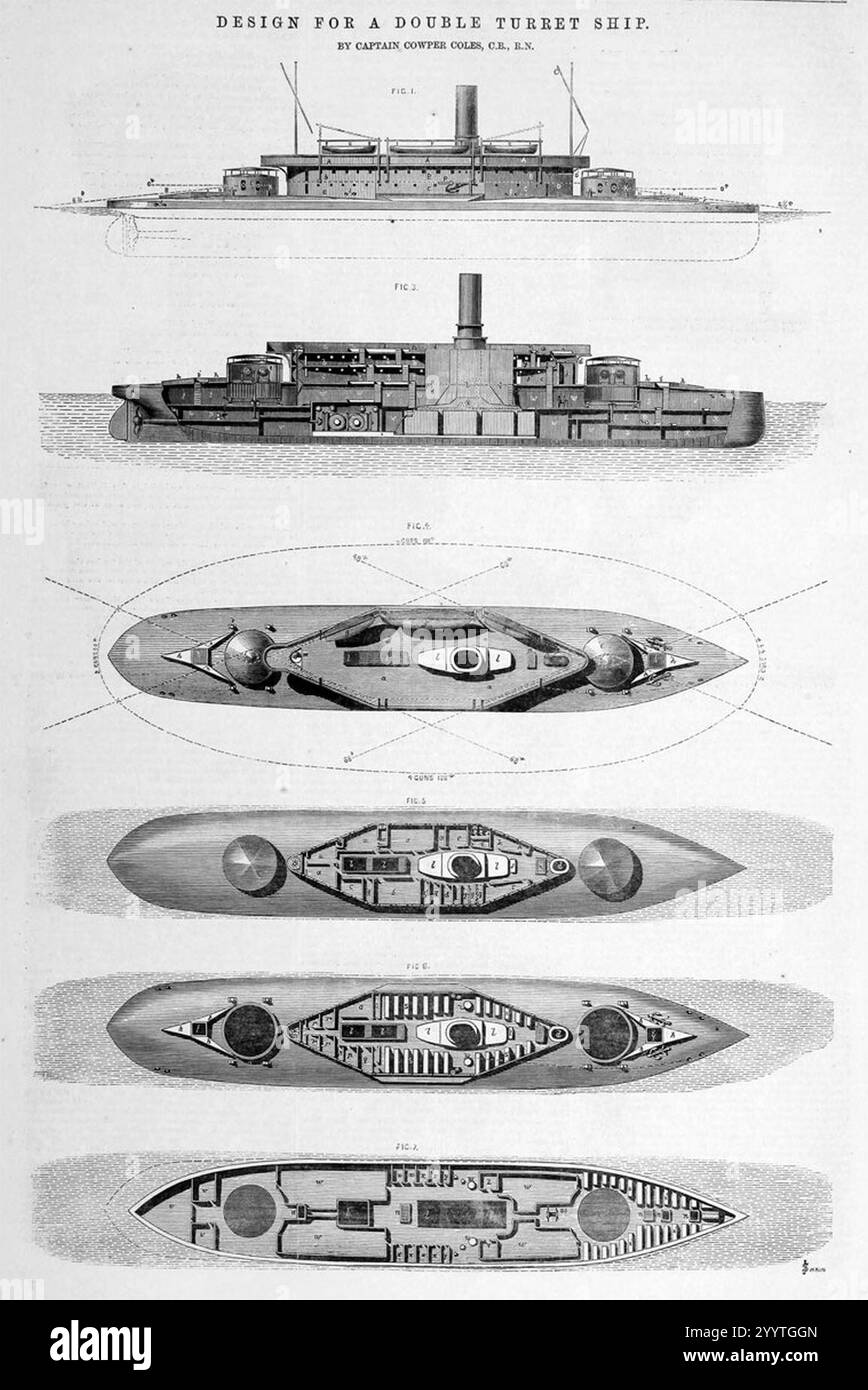 Double Turret Ship Design Stock Photo - Alamy