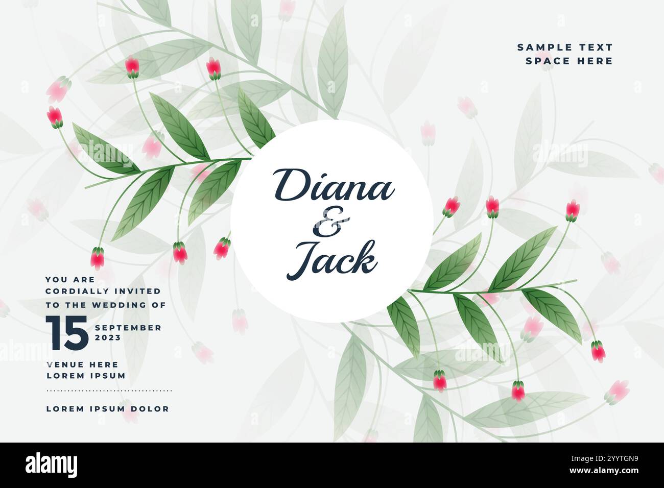 beautiful wedding card design in flower style Stock Vector Image & Art ...