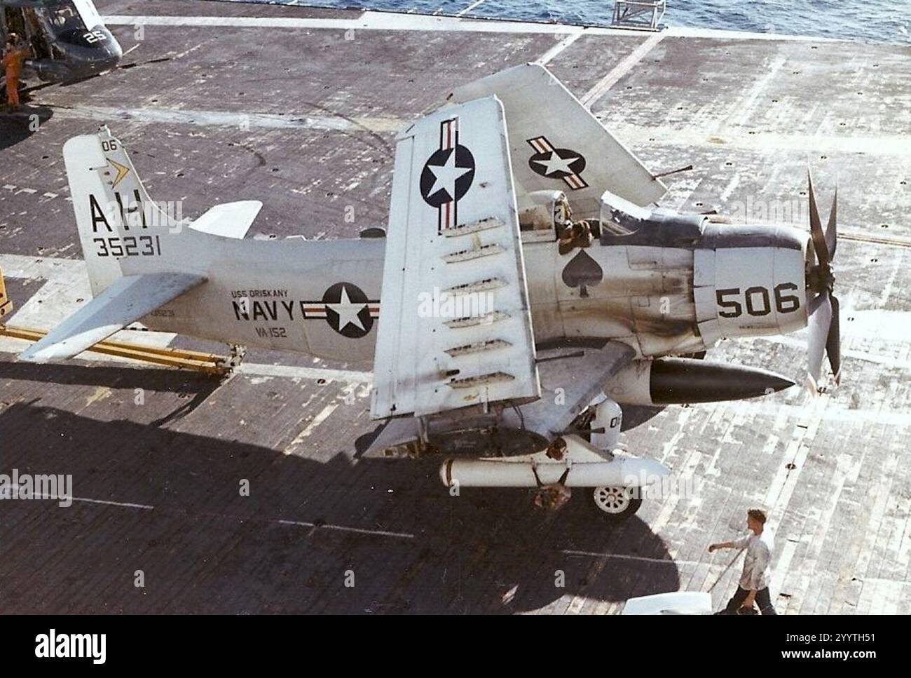 Douglas A-1H Skyraider of VA-152 aboard the aircraft carrier USS ...