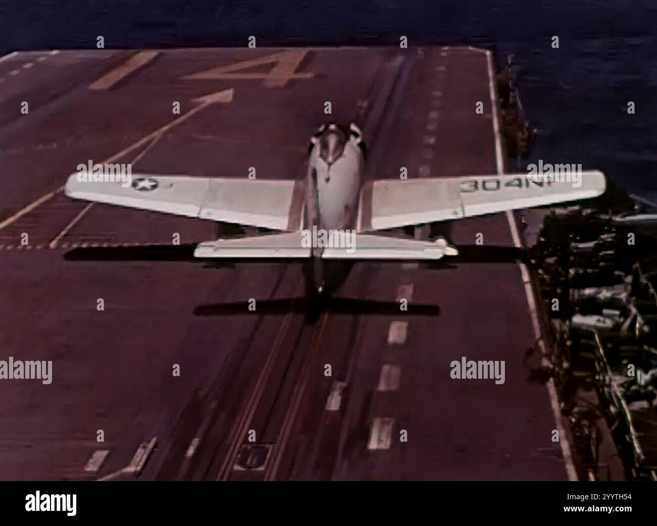 Douglas A-1H Skyraider of VA-52 is launched from USS Ticonderoga (CVA ...
