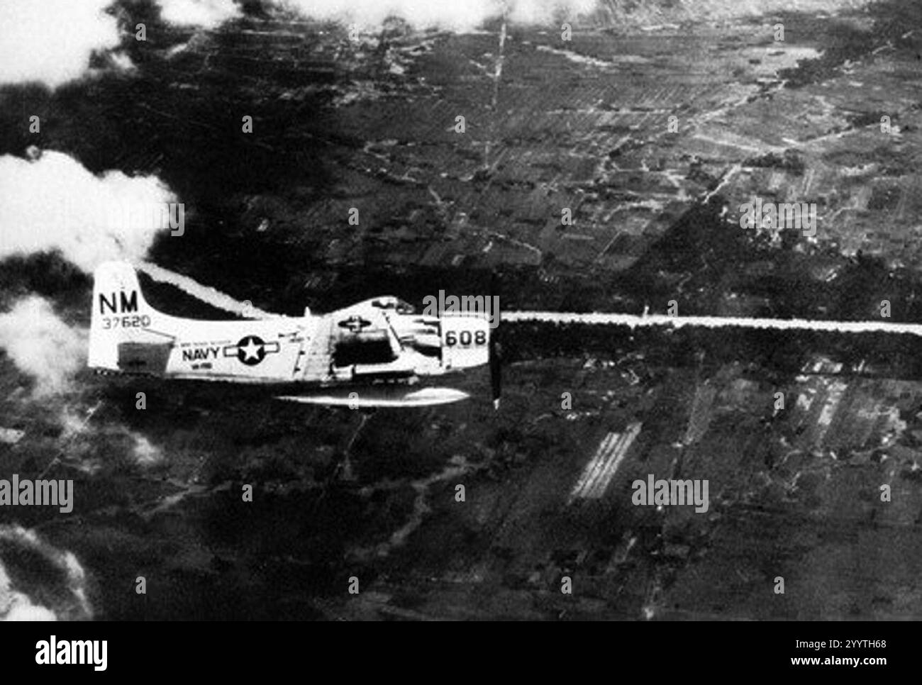 Douglas A-1H Skyraider of VA-196 in flight over Vietnam, in 1965 Stock ...