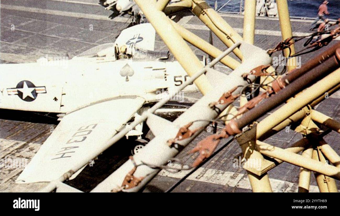 Douglas A-1H Skyraider of VA-152 aboard USS Oriskany (CVA-34), in 1966 ...