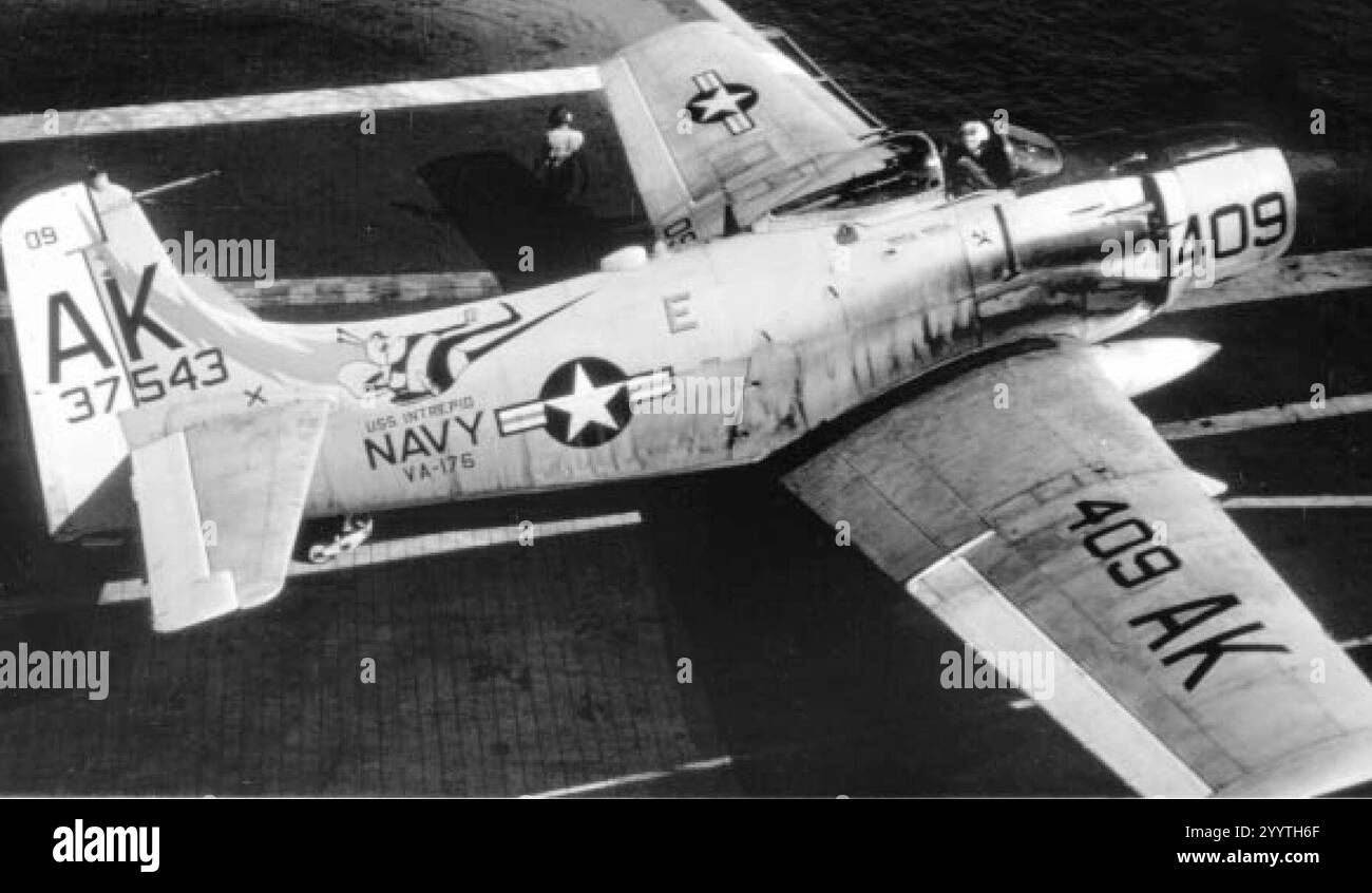 Douglas A-1H Skyraider of VA-176 aboard USS Intrepid (CVS-11), circa in ...