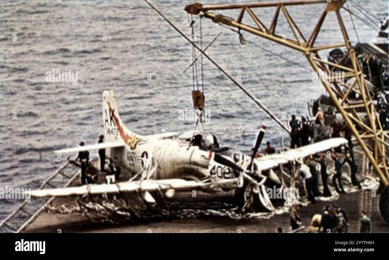 Douglas A-1H Skyraider of VA-176 aboard USS Intrepid (CVS-11) in 1966 ...