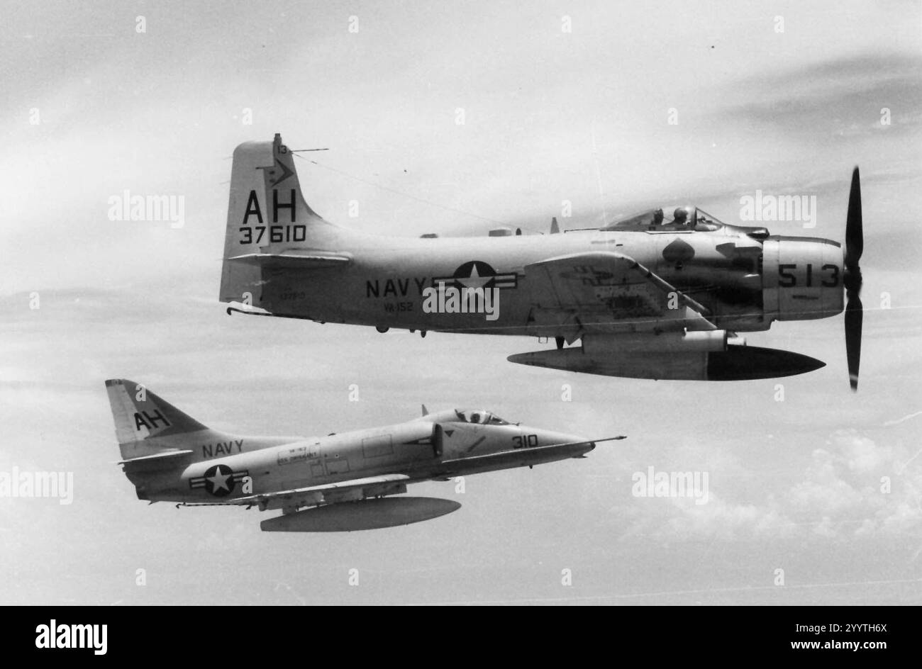 Douglas A-1H Skyraider of VA-152 and Douglas A-4E Skyhawk of VA-163 in ...