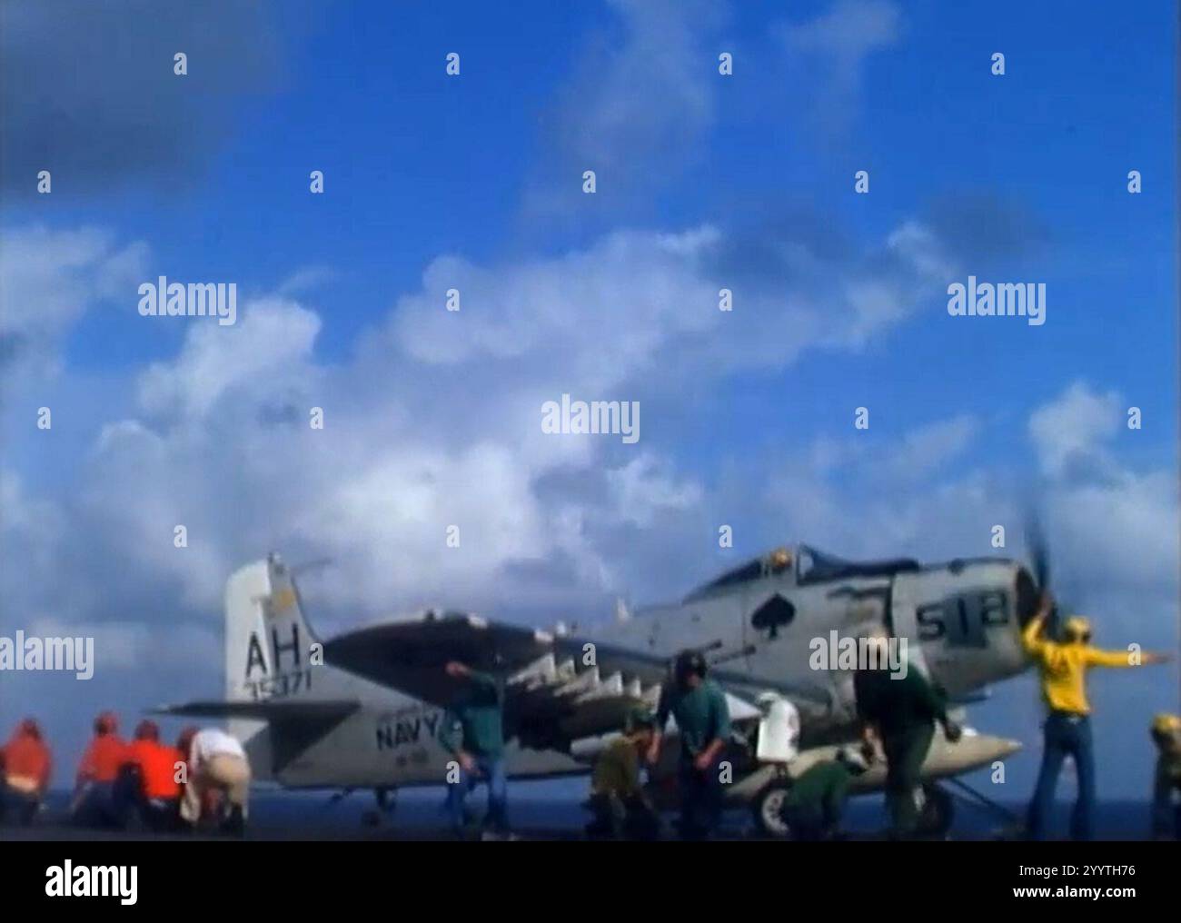 Douglas A-1H Skyraider of VA-152 is launched from USS Oriskany (CVA-34 ...