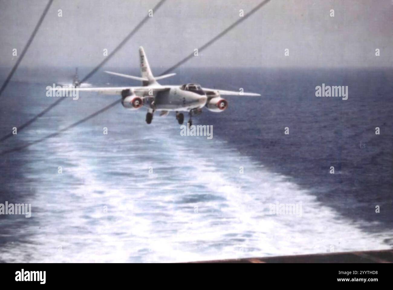 Douglas A-3B Skywarrior of VAH-4 lands aboard USS Kitty Hawk (CVA-63 ...