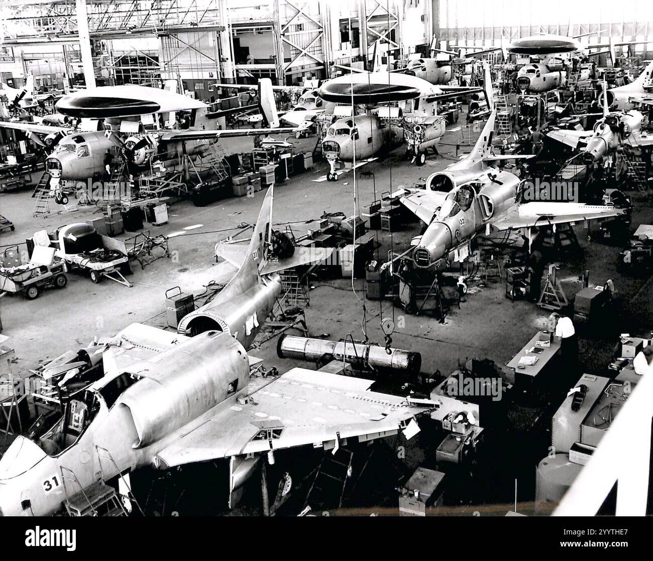 Douglas A-4 Skyhawk and Grumman E-1 Tracer overhaul lines at NARF ...