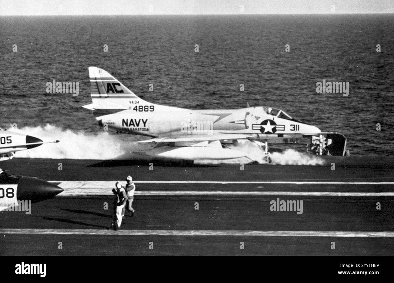 Douglas A4D-2 Skyhawk of VA-34 is launched from USS Saratoga (CVA-60 ...