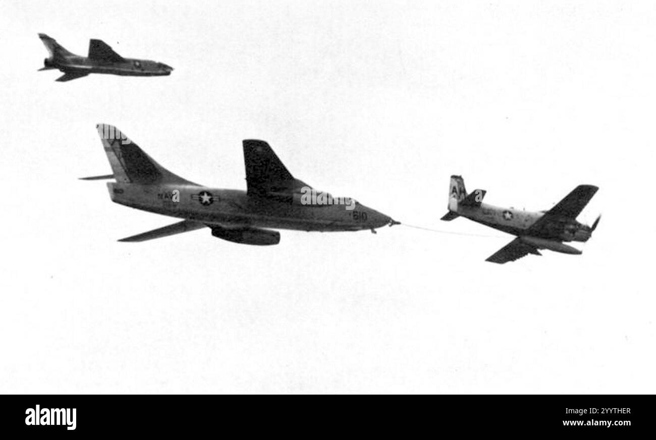 Douglas A-1J Skyraider of VA-152 refuels a Douglas KA-3B Skywarrior of ...