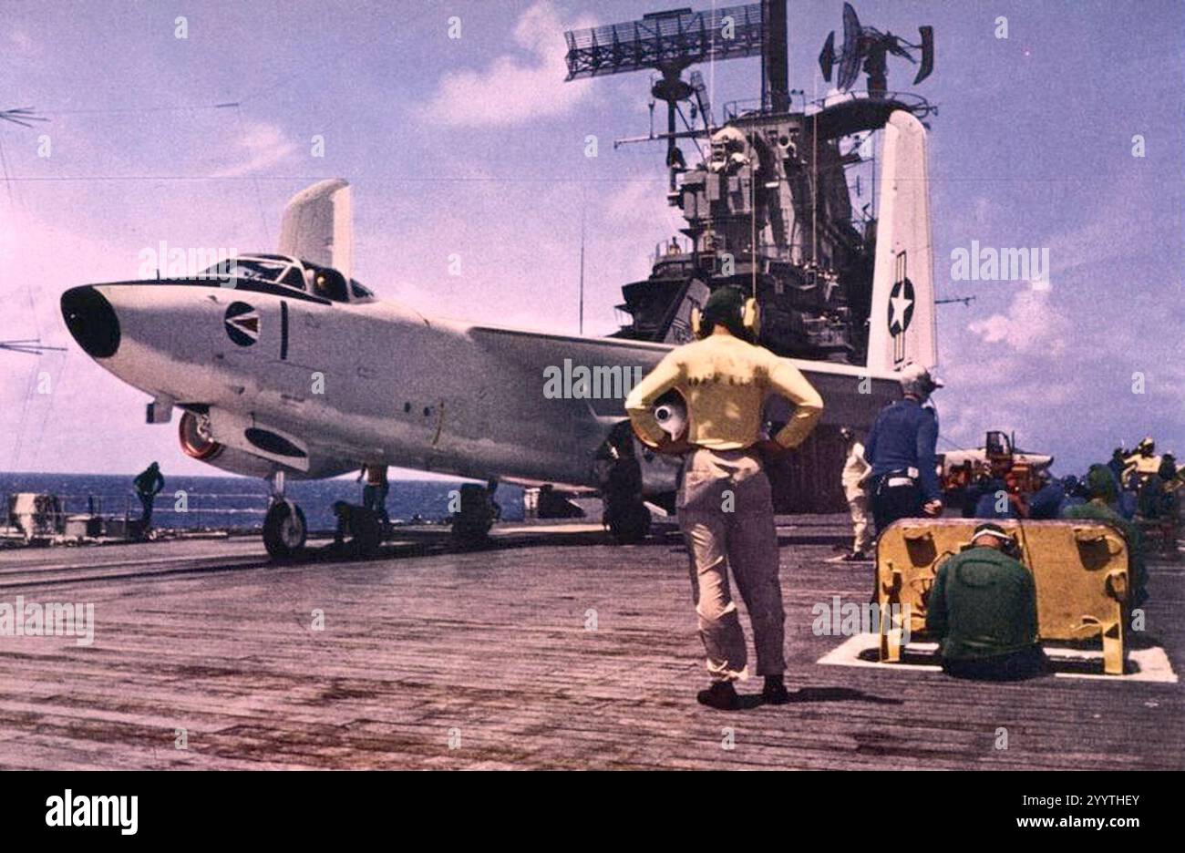 Douglas A-3B Skywarrior of VAH-4 aboard USS Hancock (CVA-19), in 1963 ...