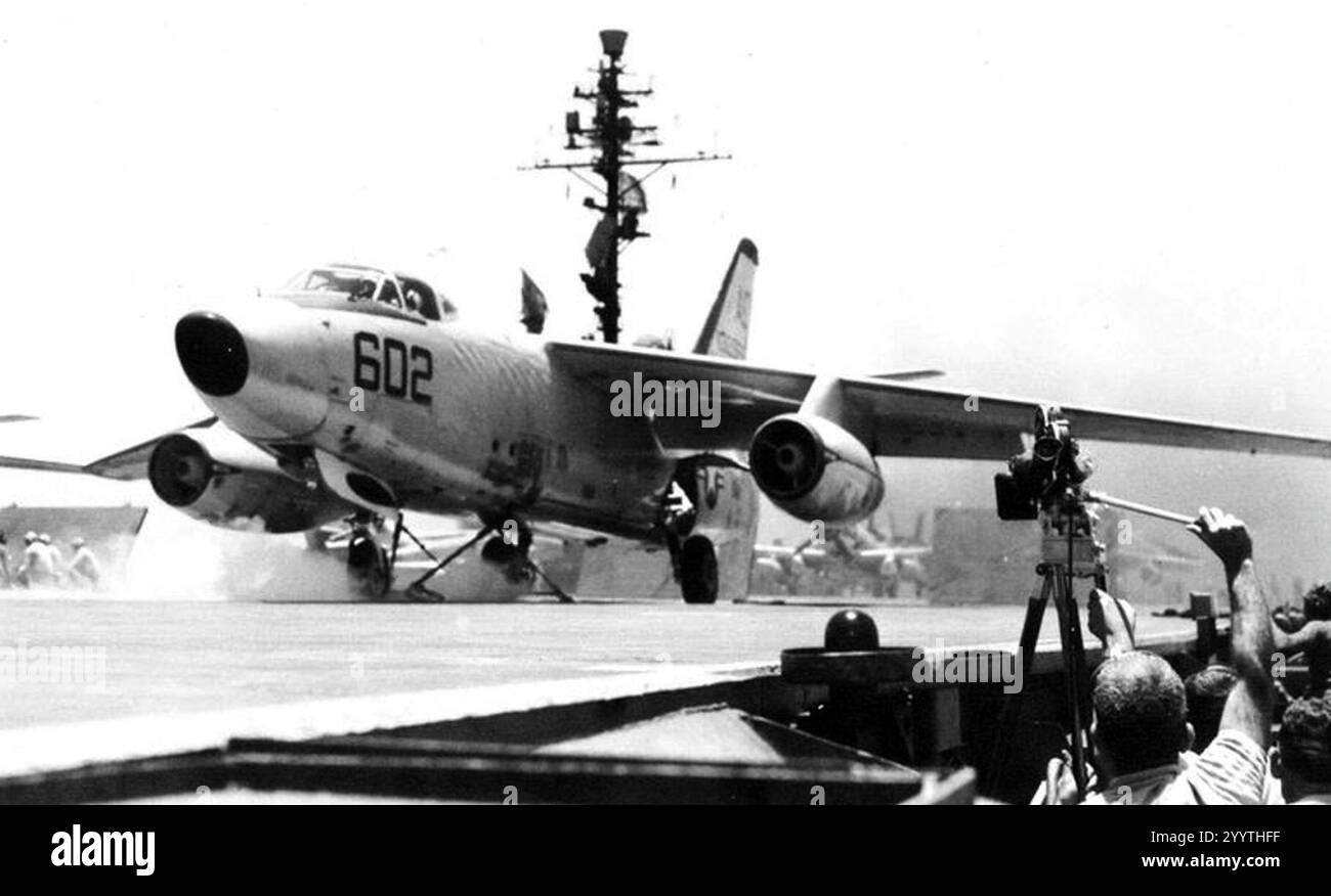 Douglas A3D-2 Skywarrior of VAH-10 is launched from USS Constellation ...