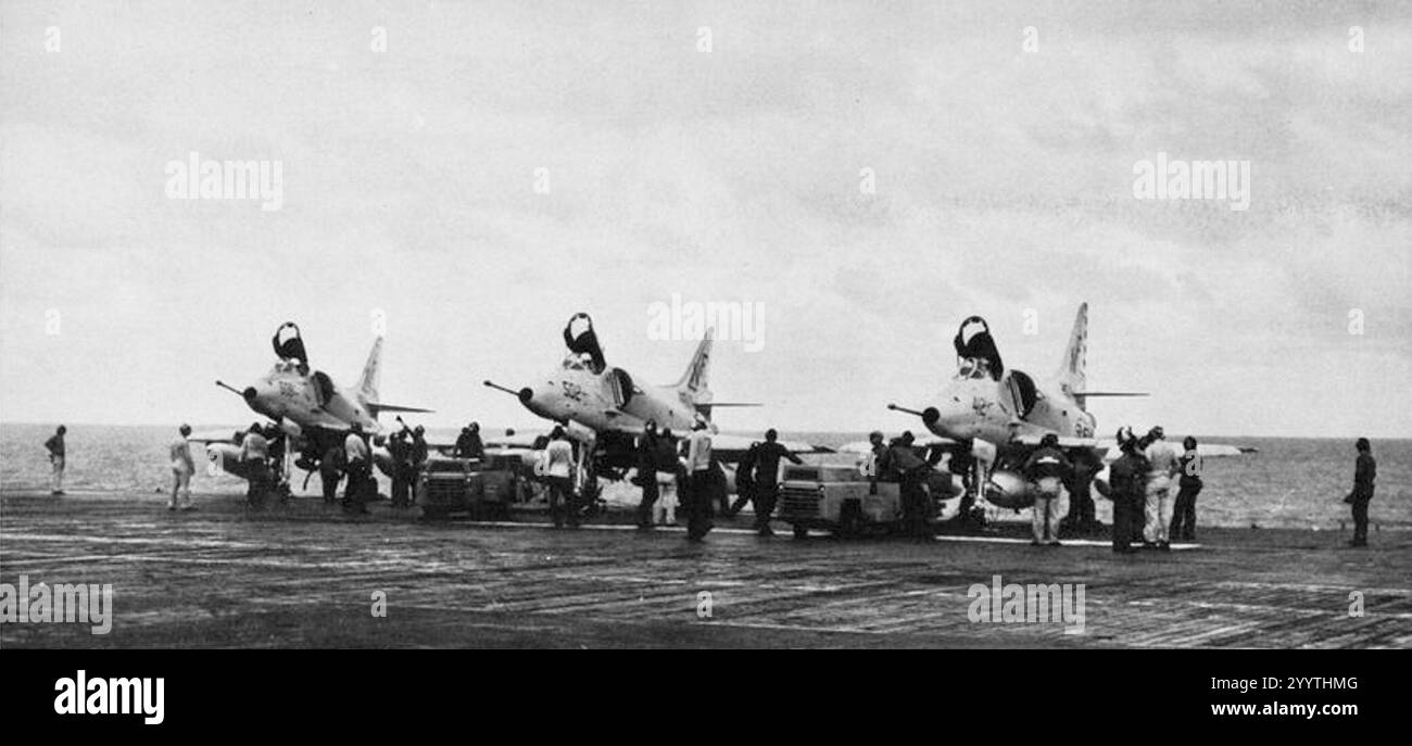 Douglas A-4E Skyhawks of VA-55 and VA-56 aboard USS Ticonderoga (CVA-14 ...