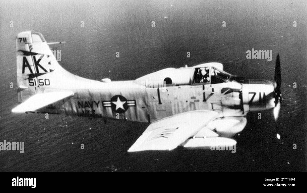 Douglas AD-5W Skyraider of VAW-12 Det.45 in flight, circa in 1959 Stock ...
