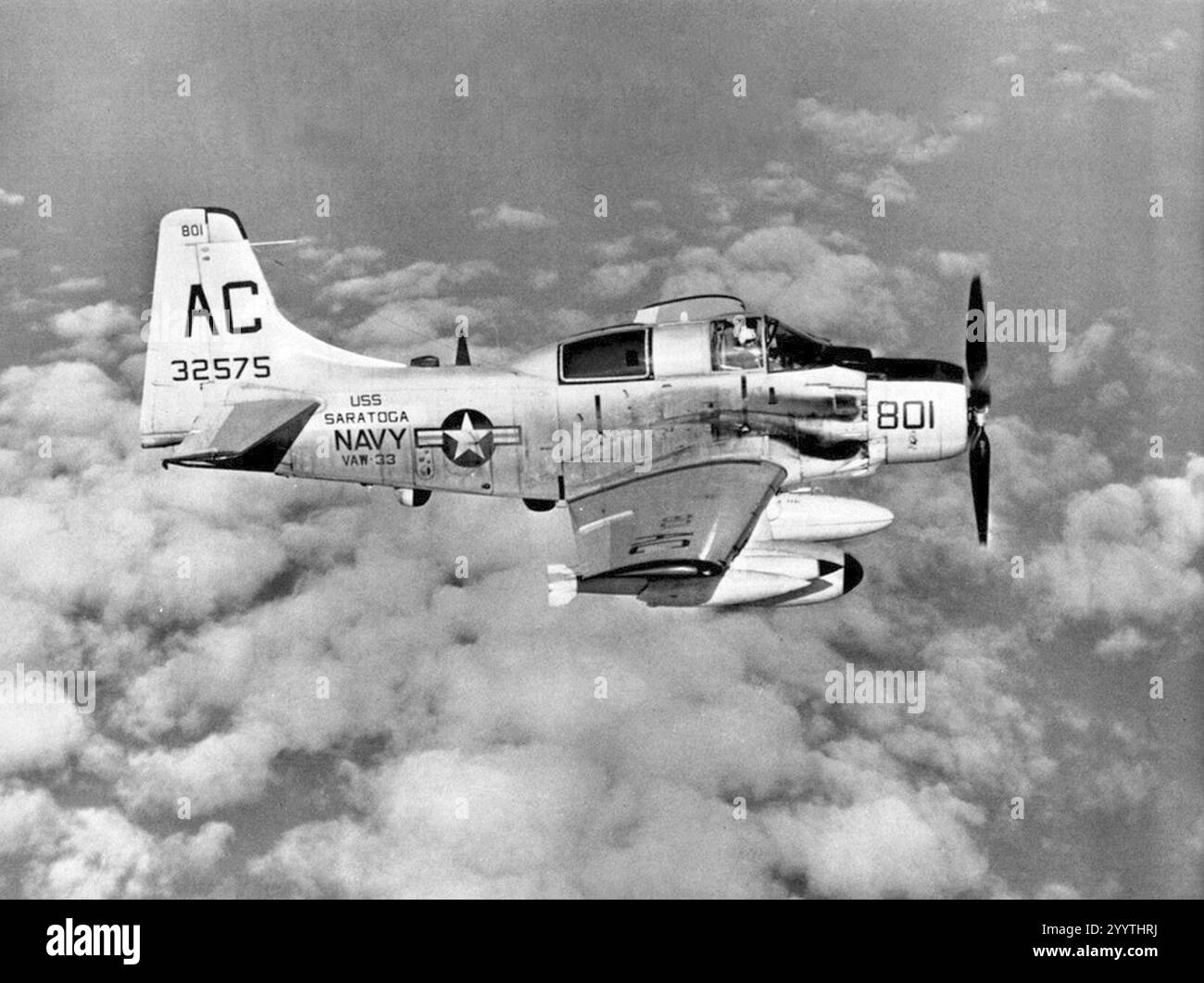 Douglas AD-5Q Skyraider VAW-33 Det.42 in flight, circa in 1962 Stock ...