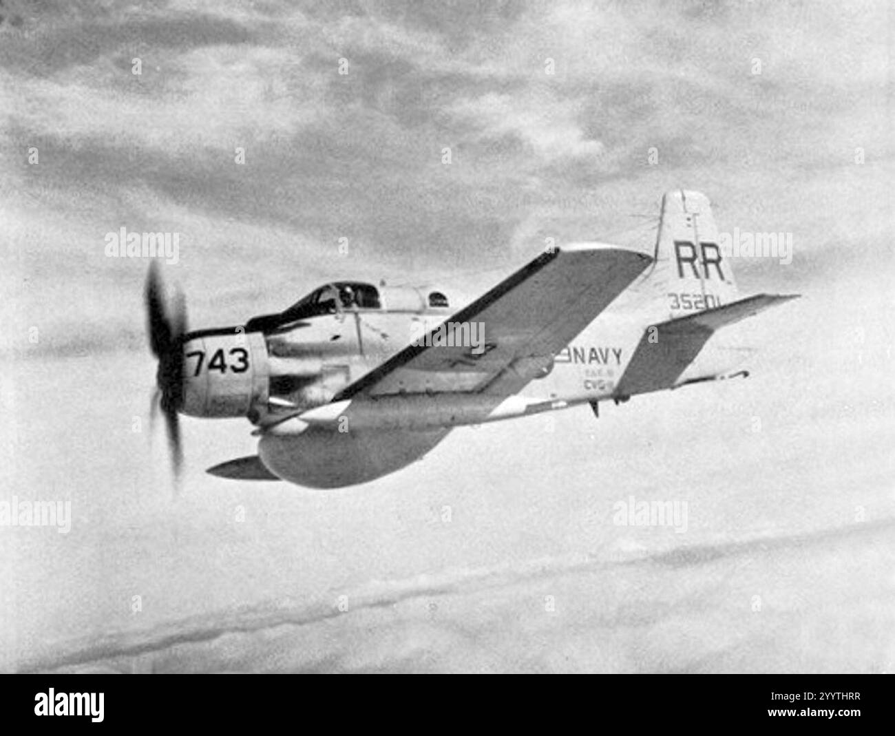 Douglas AD-5W Skyraider of VAW-11 Det.C in flight, in 1959 Stock Photo ...