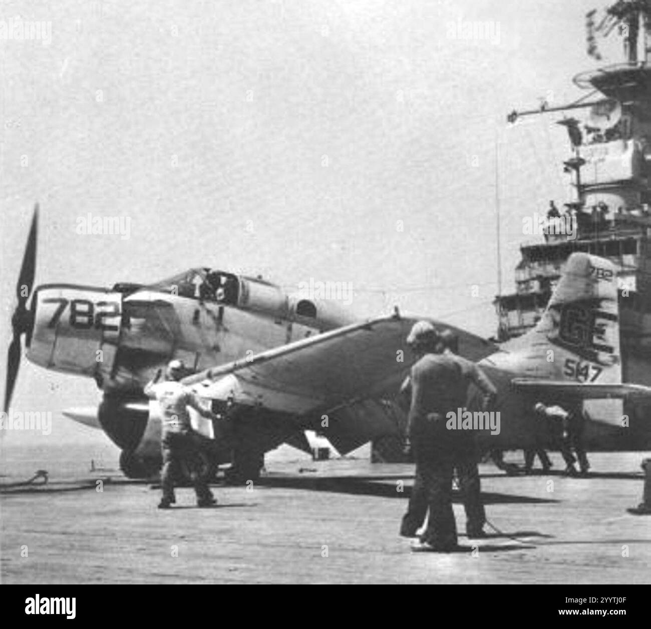 Douglas AD-5W Skyraider of VAW-12 Det.48 aboard USS Wasp (CVS-18), in ...