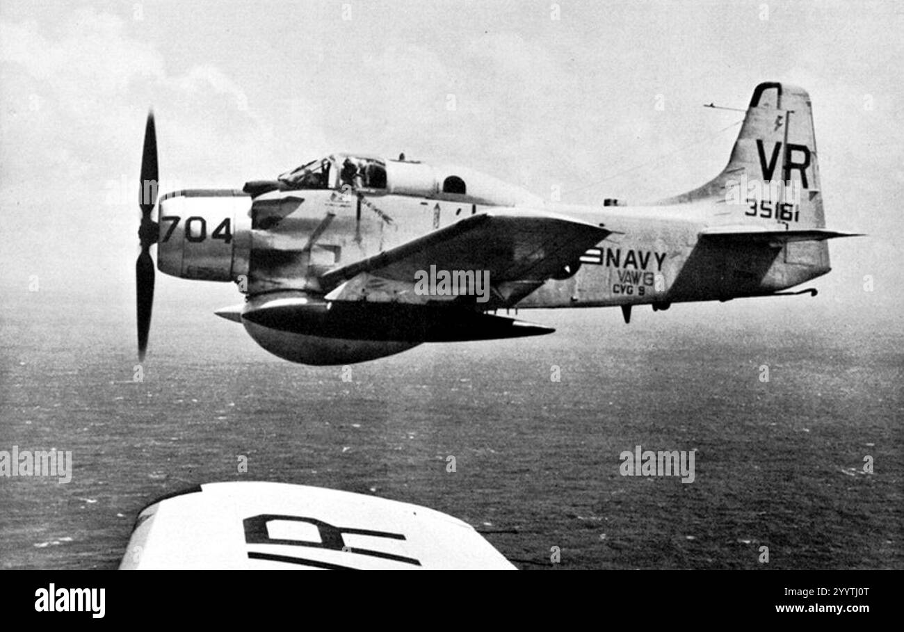 Douglas AD-5W Skyraider of VAW-13 Det.M in flight, in 1960 Stock Photo ...