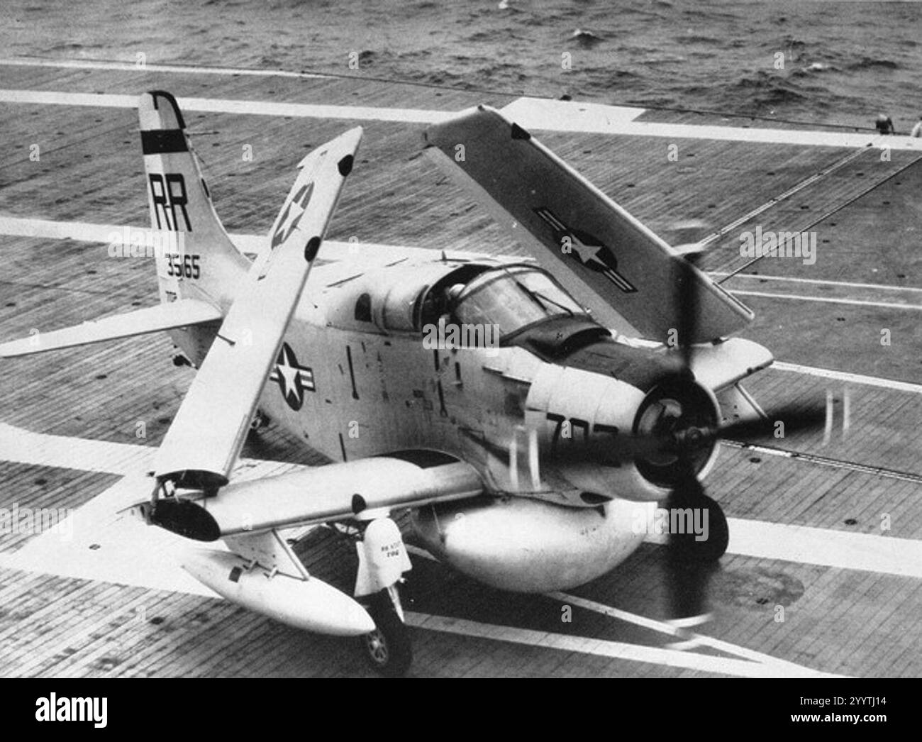 Douglas AD-5W Sykraider of VAW-11 Det.N aboard USS Hornet (CVS-12), in ...