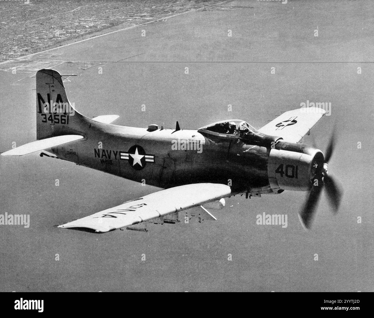 Douglas AD-6 Skyraider of VA-196 in flight, circa in 1958 Stock Photo ...