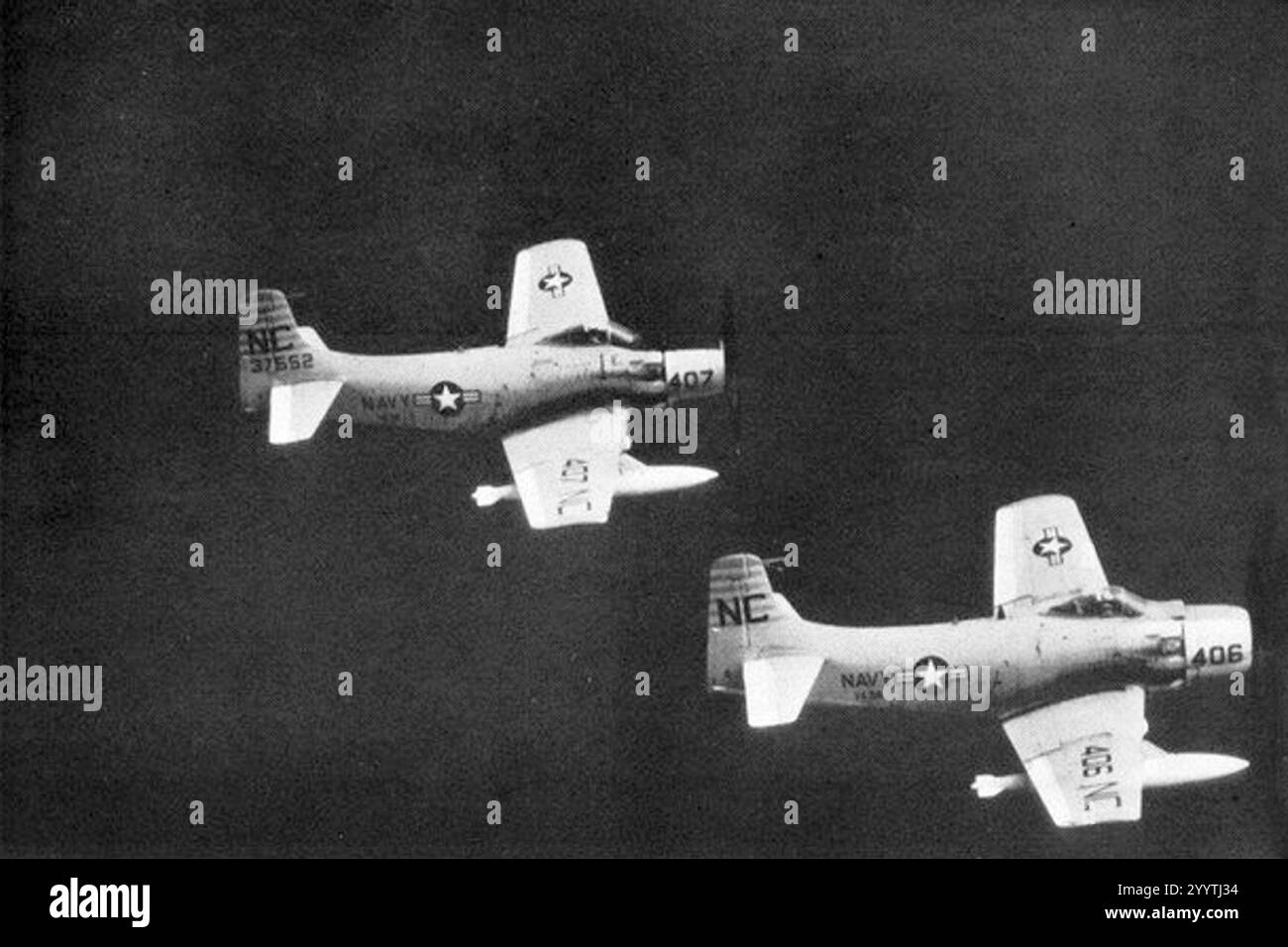 Douglas AD-6 and AD-7 Skyraider of VA-96 in flight, circa in 1957 Stock ...