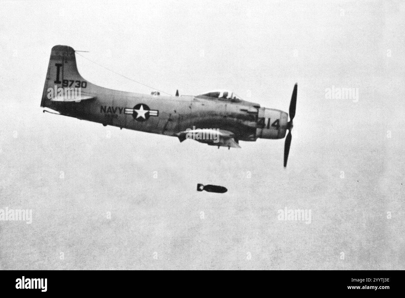 Douglas AD-6 Skyraider of VA-105 in flight, circa in 1956 Stock Photo ...