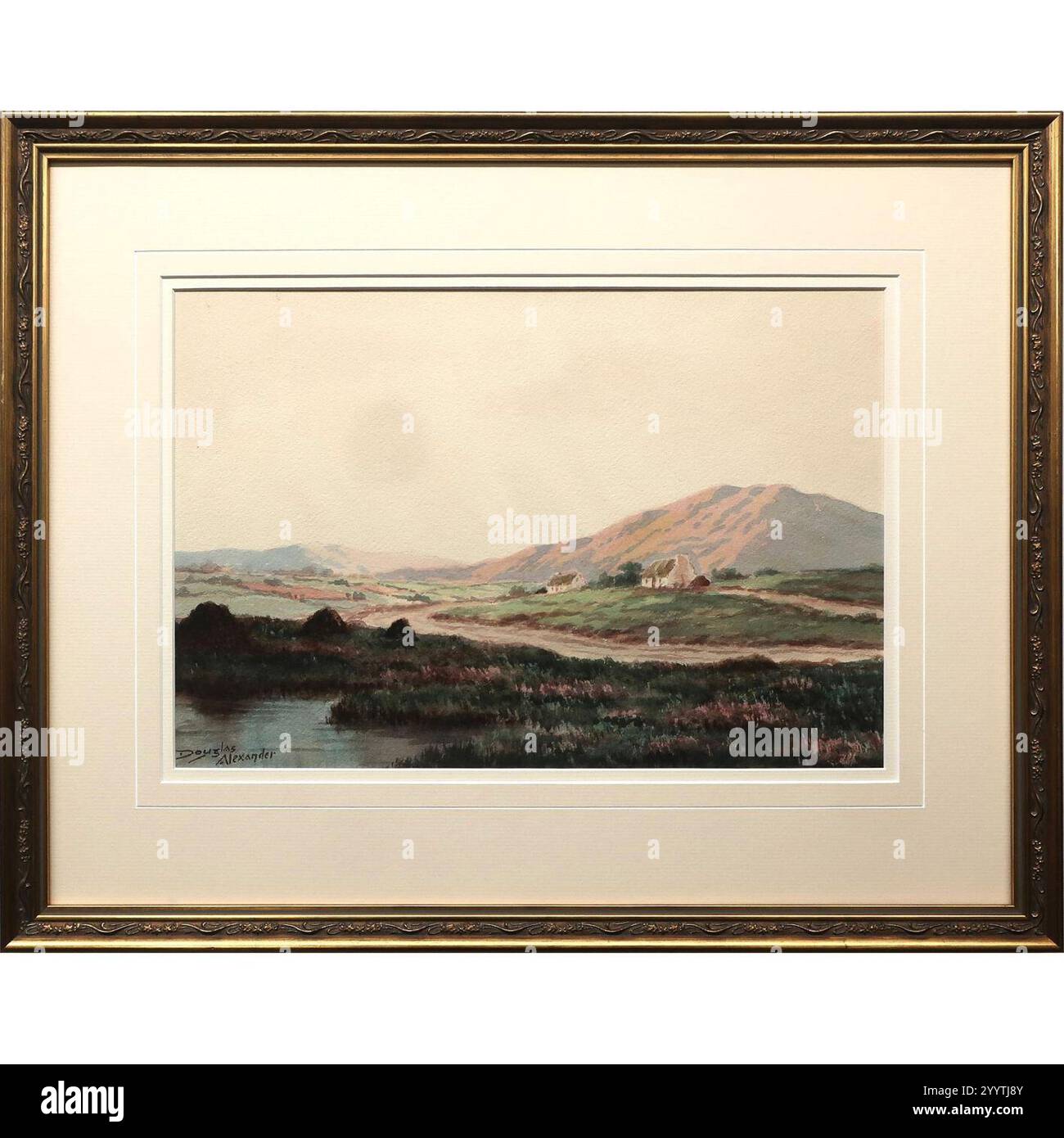 Douglas Alexander - UNTITLED (IRISH LANDSCAPE WITH HOUSES) WATERCOLOUR ...