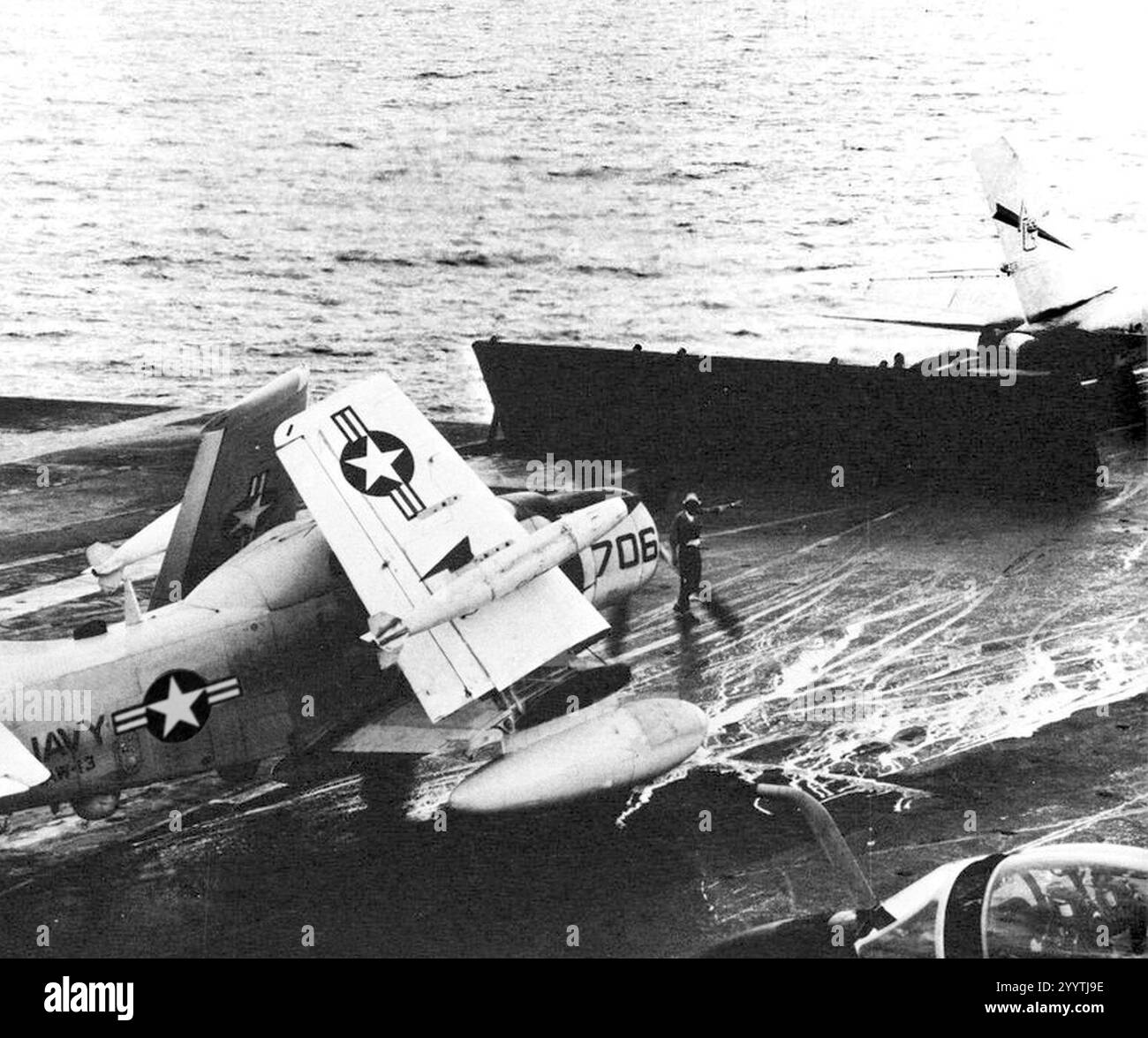 Douglas EA-1F Skyraider of VAW-13 aboard USS Independence (CVA-62), in ...